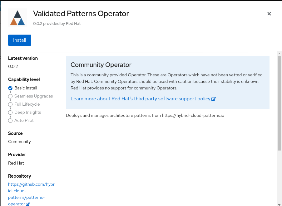 Using the Validated Pattern operator | Validated Patterns